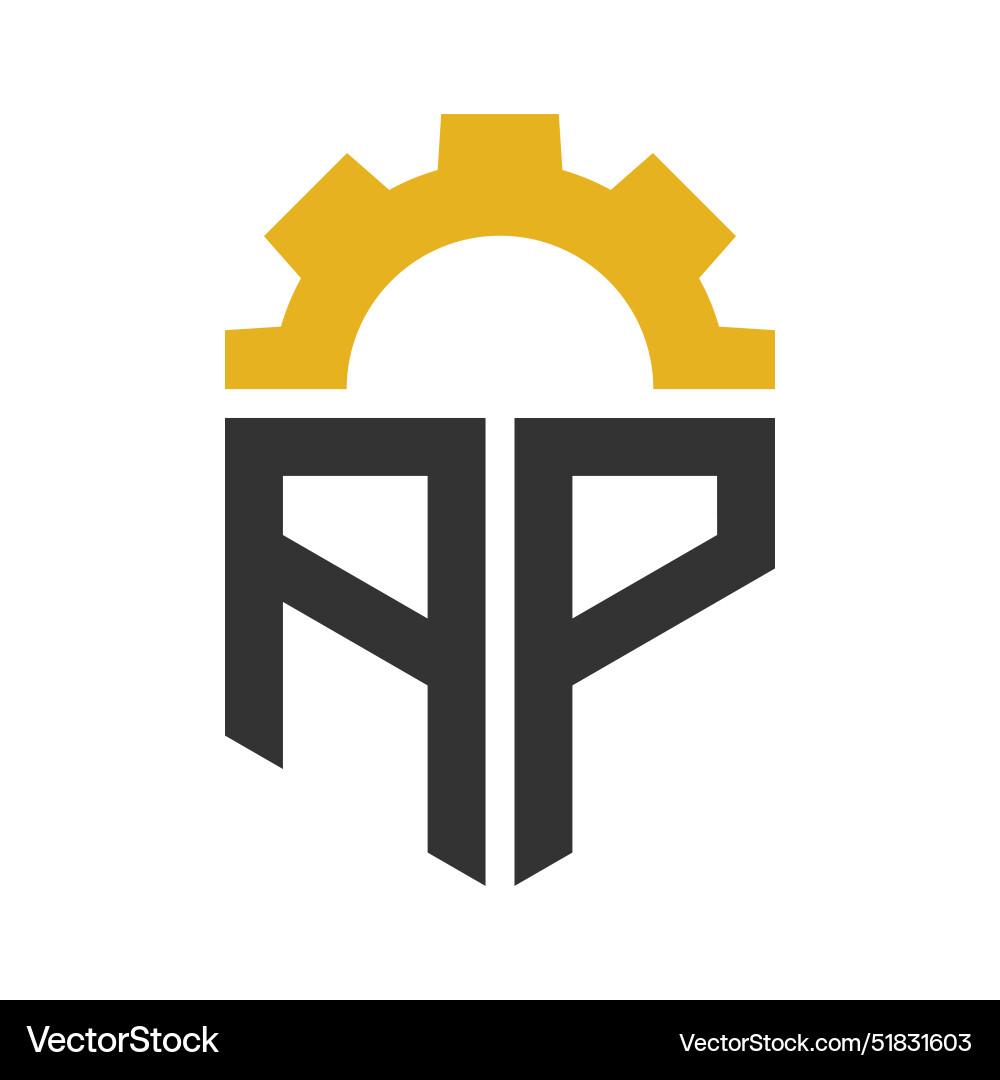 Letter ap gear logo design for service center Vector Image
