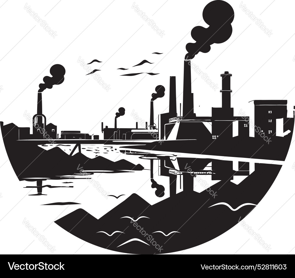 Murkymaelstrom river water and air pollution Vector Image