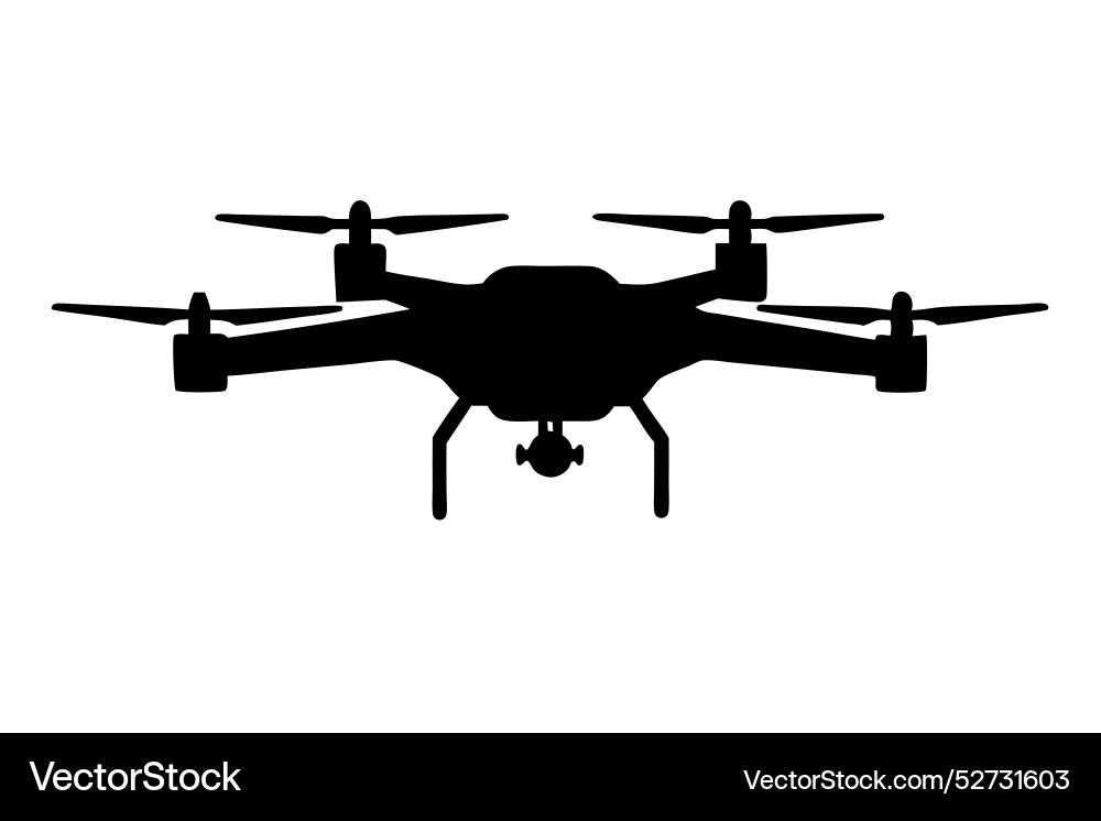 Quadcopter drone silhouette Royalty Free Vector Image