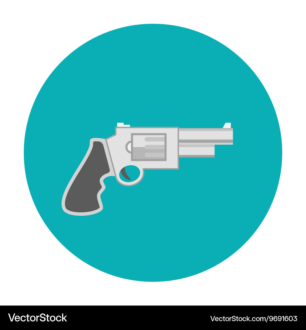Revolver pistol icon flat Royalty Free Vector Image