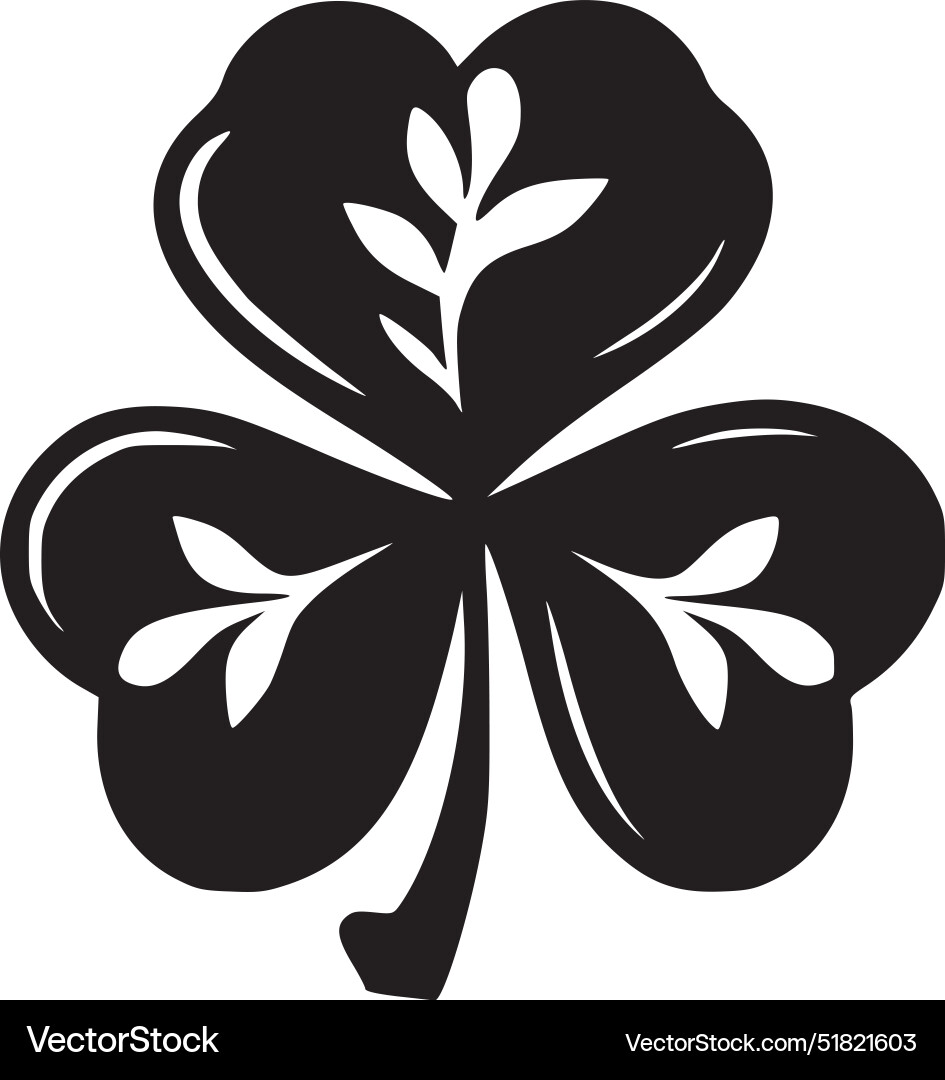 Shamrock - black and white isolated icon Vector Image