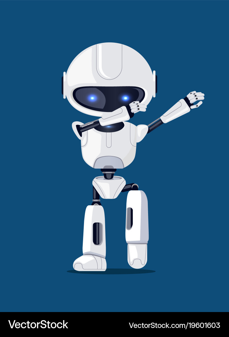 White funny dabbing robot card Royalty Free Vector Image White funny dabbing robot card Royalty Free Vector Image