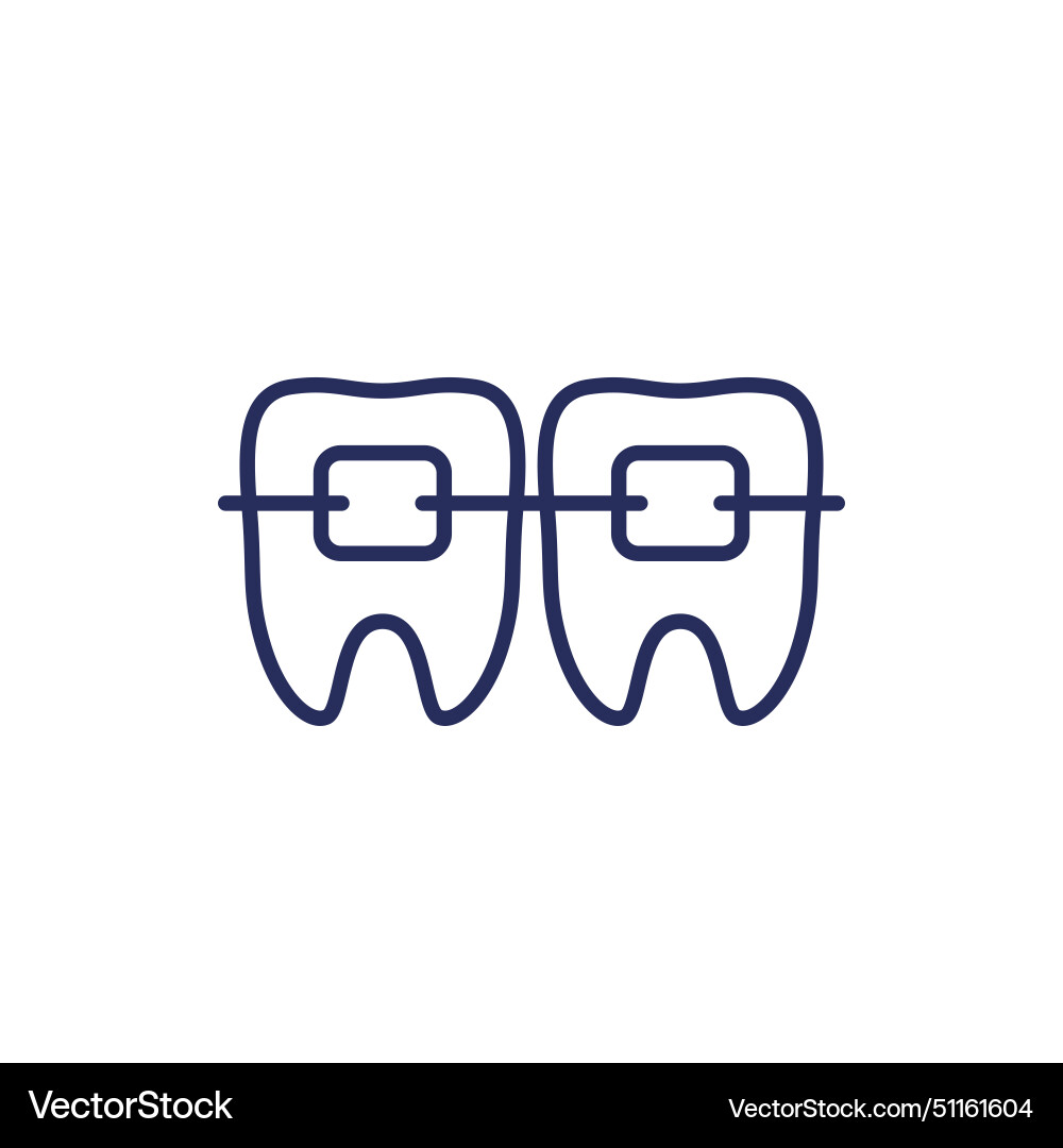 Braces icon with teeth line Royalty Free Vector Image