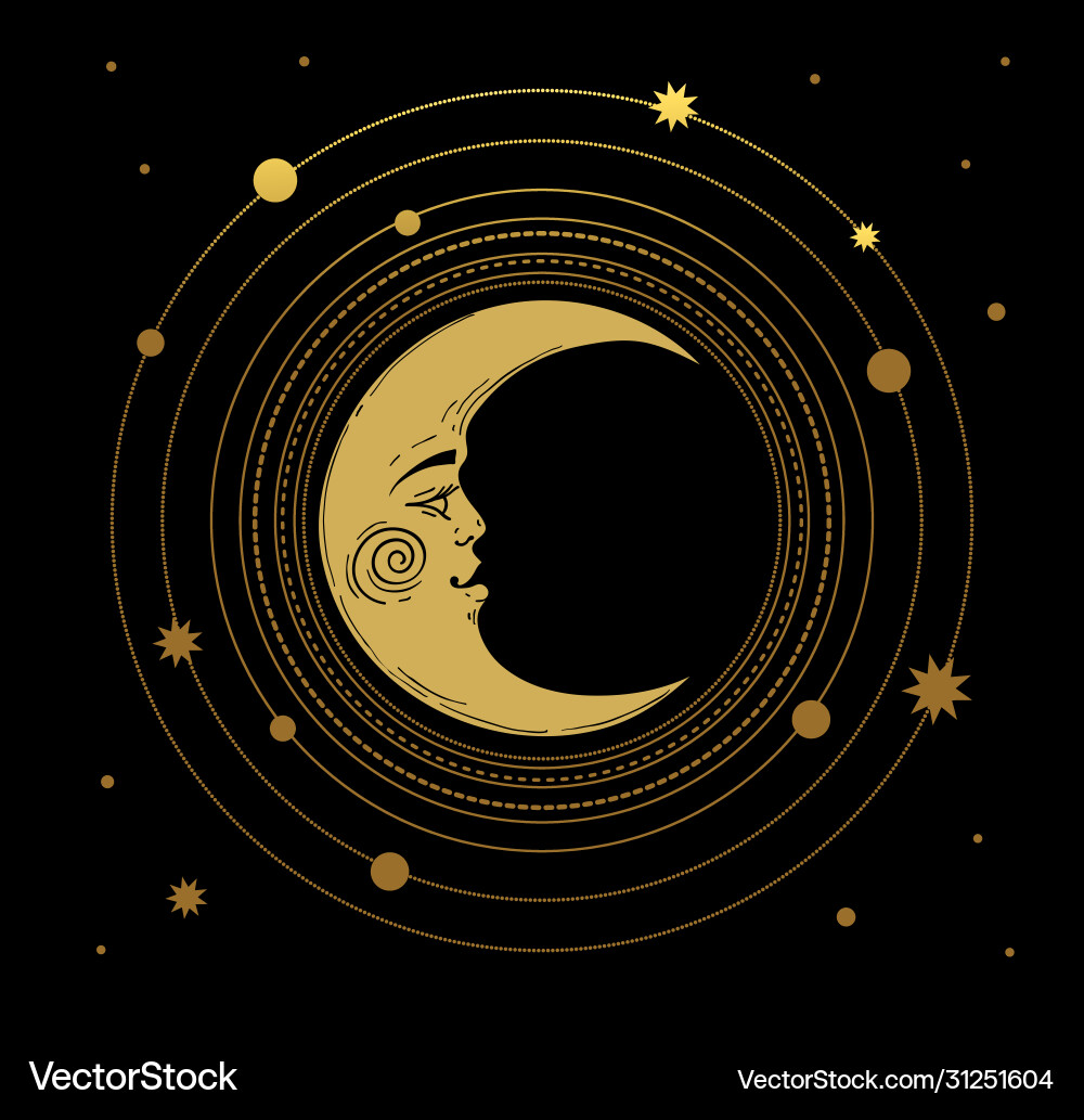 Cosmic Crescent Moon Royalty Free Vector Image