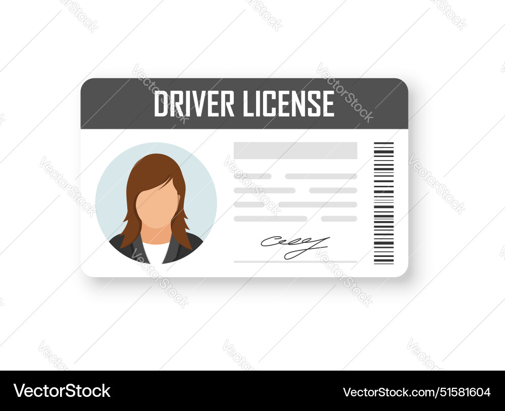 Driver license icon in flat style id card on Vector Image