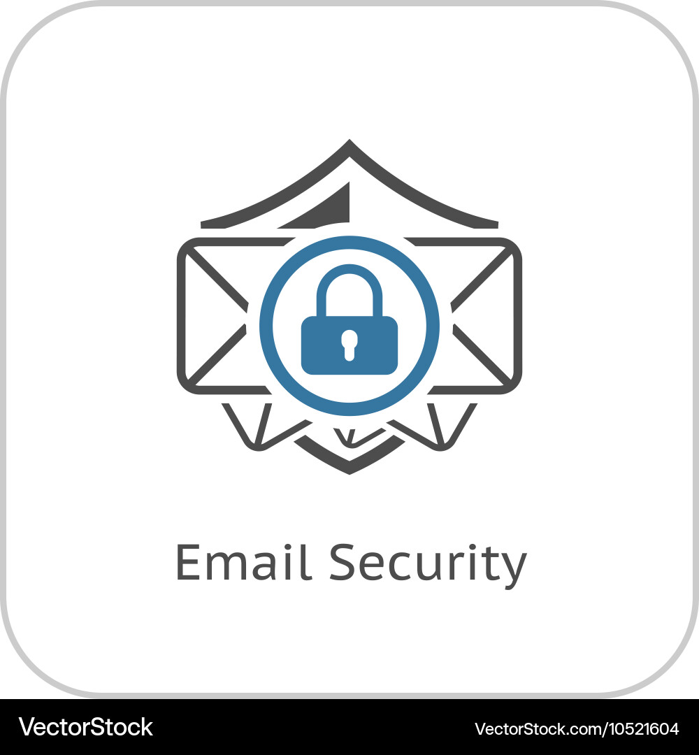 Email security icon flat design Royalty Free Vector Image