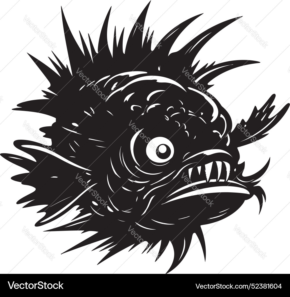 Fiendish fins angular creature fish symbol Vector Image