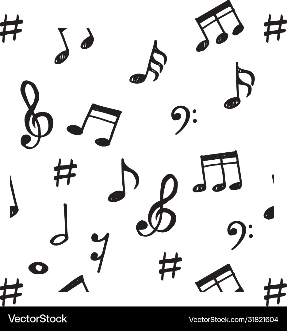 Hand drawn music notes seamless pattern Royalty Free Vector