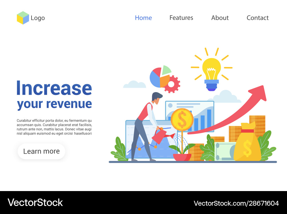 Increase your revenue landing page template Vector Image