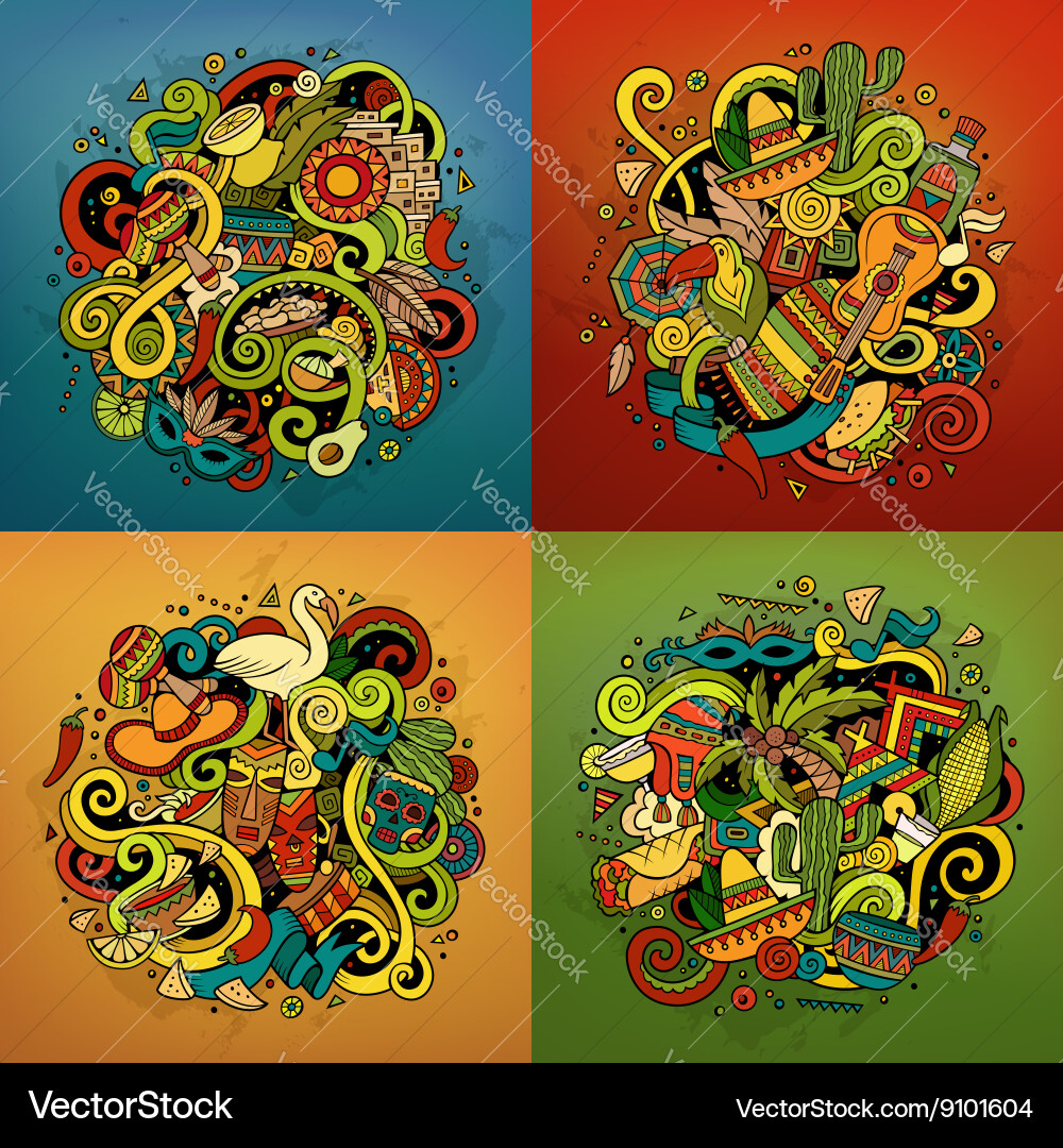 Latin america hand drawn doodle Royalty Free Vector Image