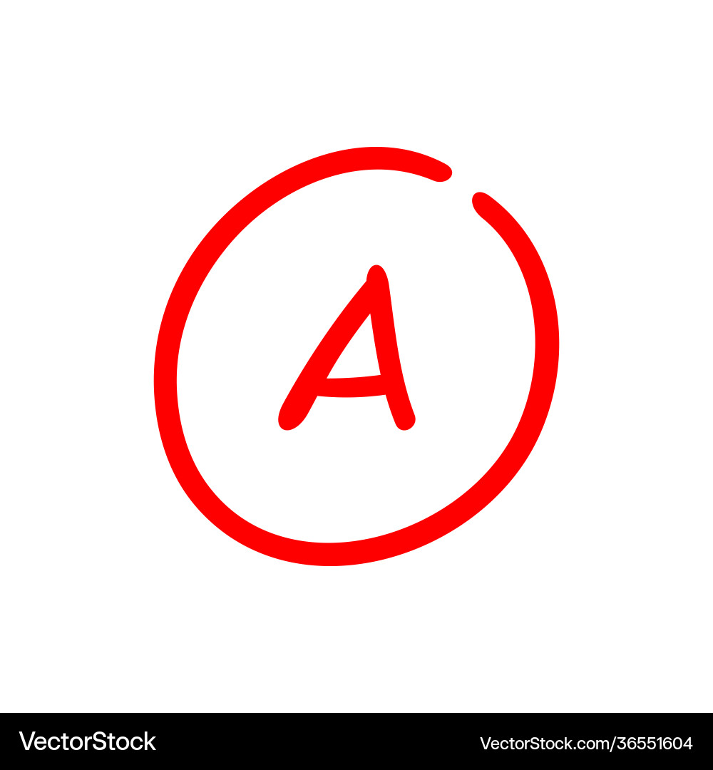 Letter a exam score grading system in education Vector Image