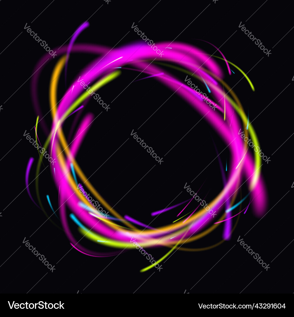Magic round frame glow light effect swirl trail Vector Image