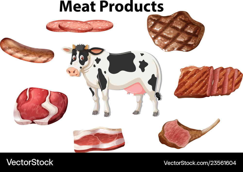 Set of meat products Royalty Free Vector Image