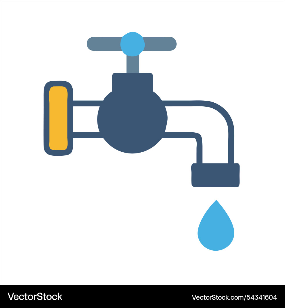 Water faucet icon with dripping drop Royalty Free Vector