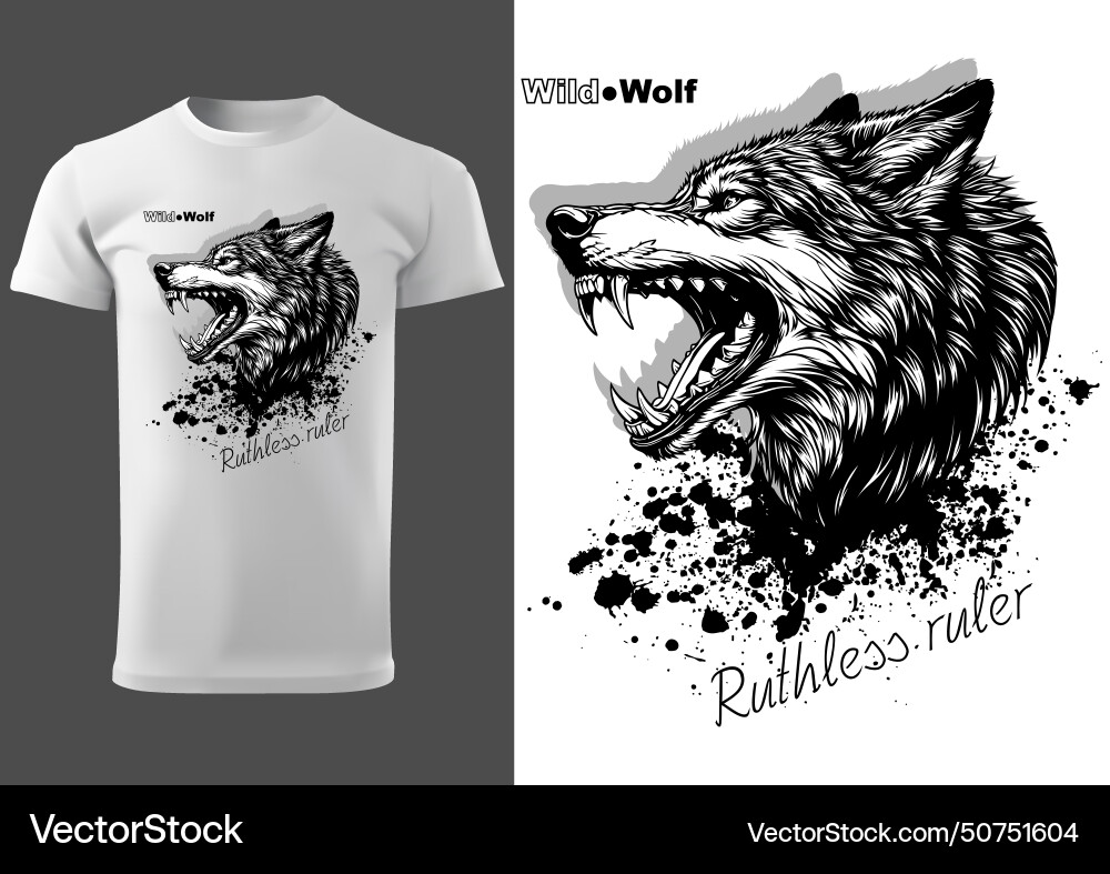 Wild wolf ruthless ruler as a textile print motif Vector Image