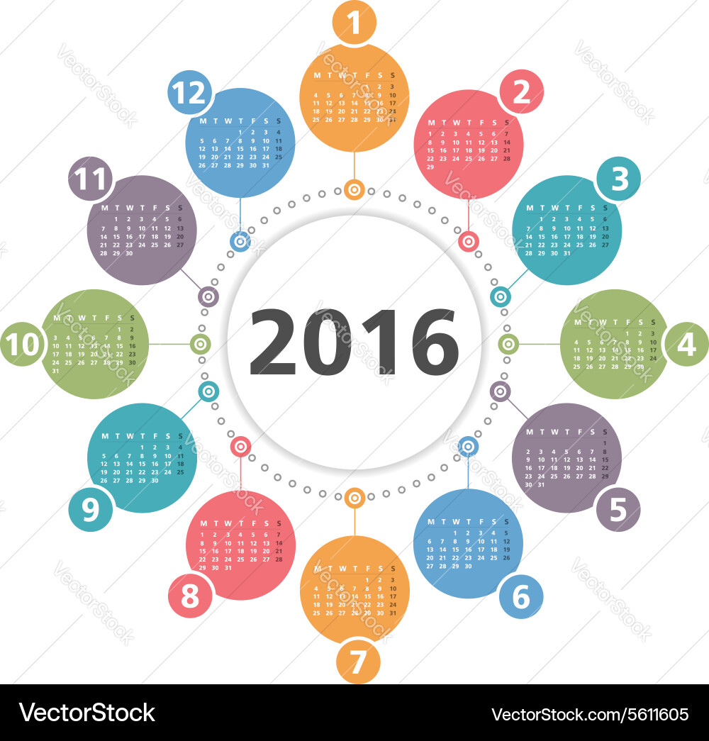 2016 calendar Royalty Free Vector Image - VectorStock