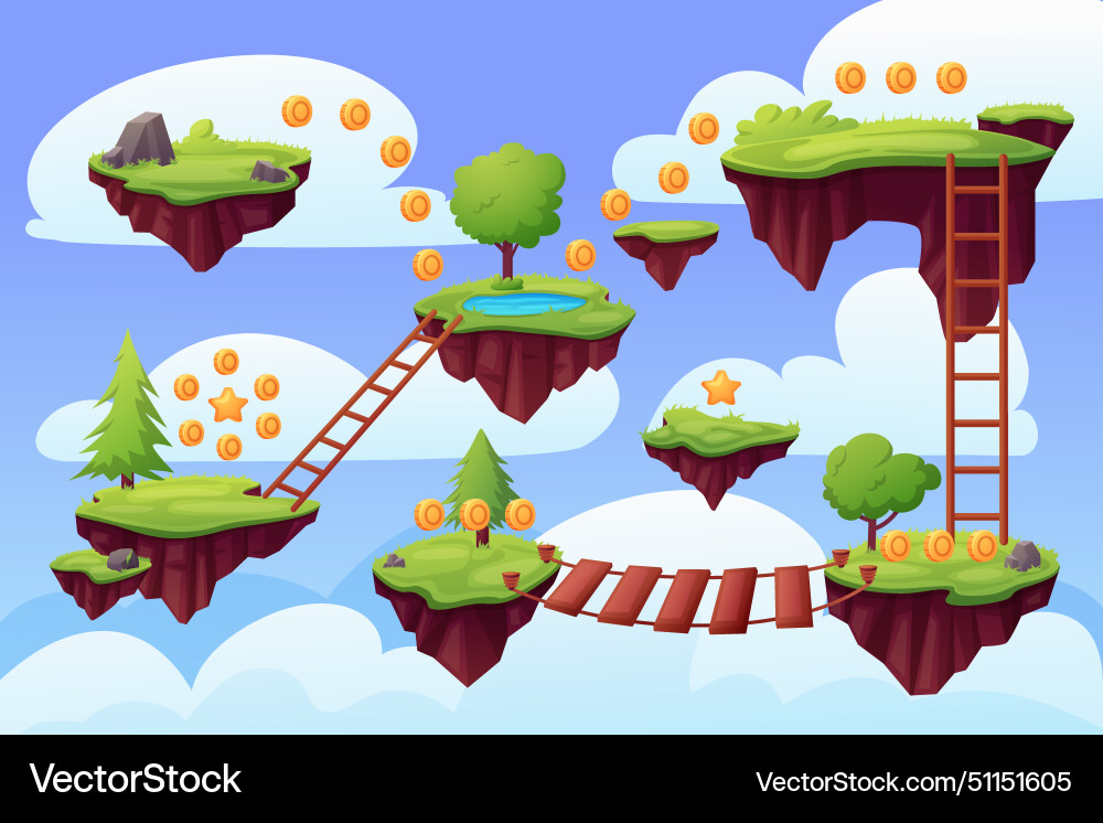 Arcade game location level map with floating Vector Image
