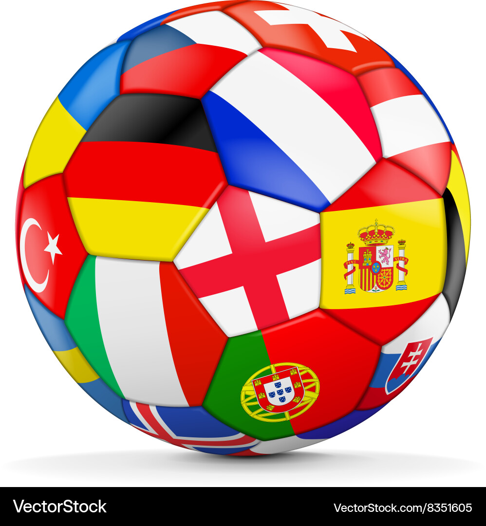 Colorful ball with euro 2016 countries Royalty Free Vector