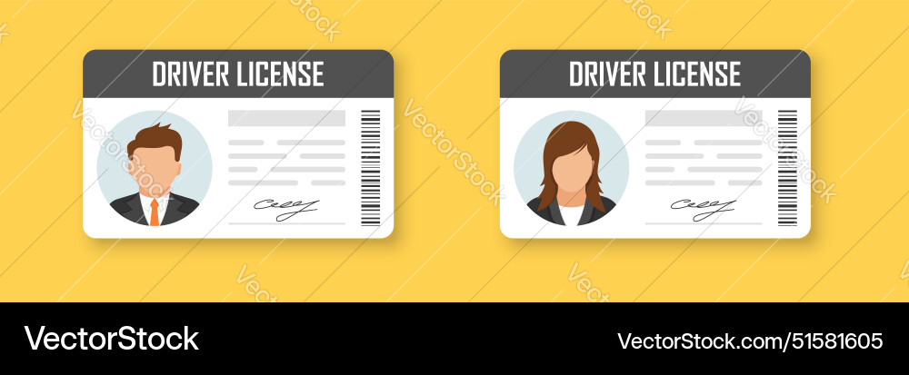 Driver license icon in flat style identification Vector Image