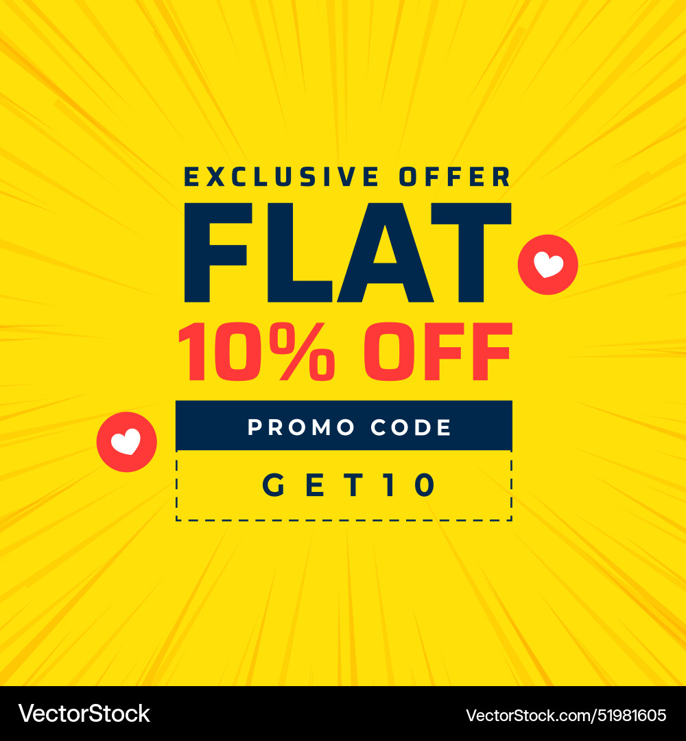 Exclusive discount voucher code template get 10 Vector Image