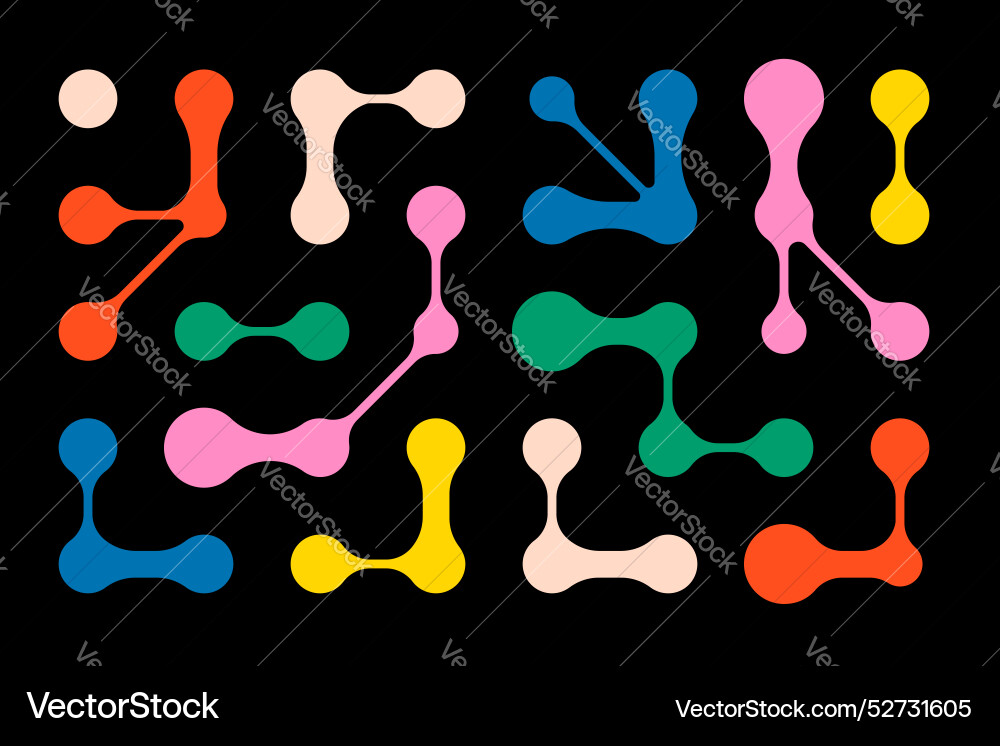 Geometric pattern of interconnected blobs and dots