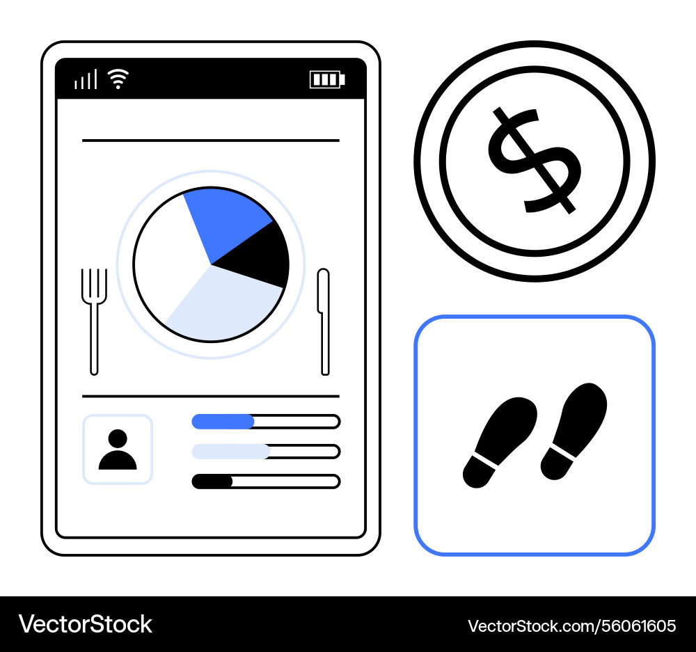 Health tracking app with pie chart dollar icon Vector Image
