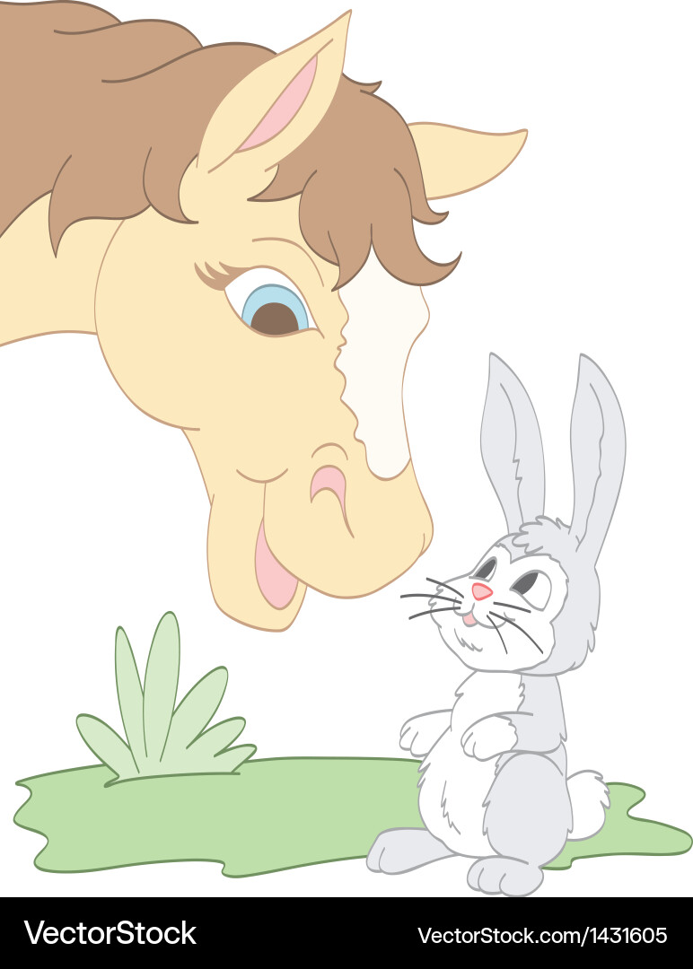 Horse and bunny friend Royalty Free Vector Image