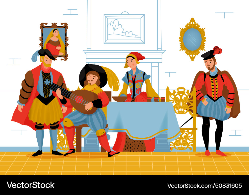 Renaissance old colored composition Royalty Free Vector