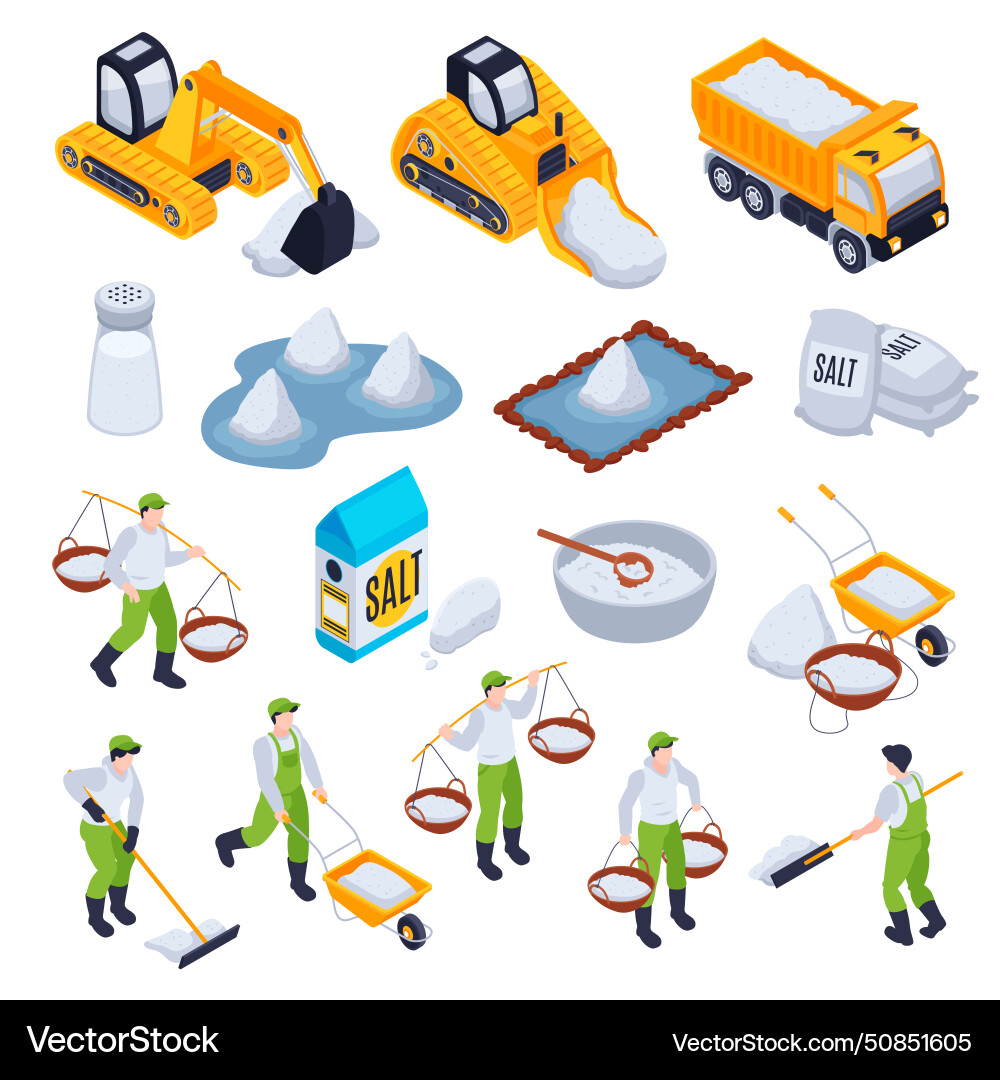 Salt production set Royalty Free Vector Image - VectorStock