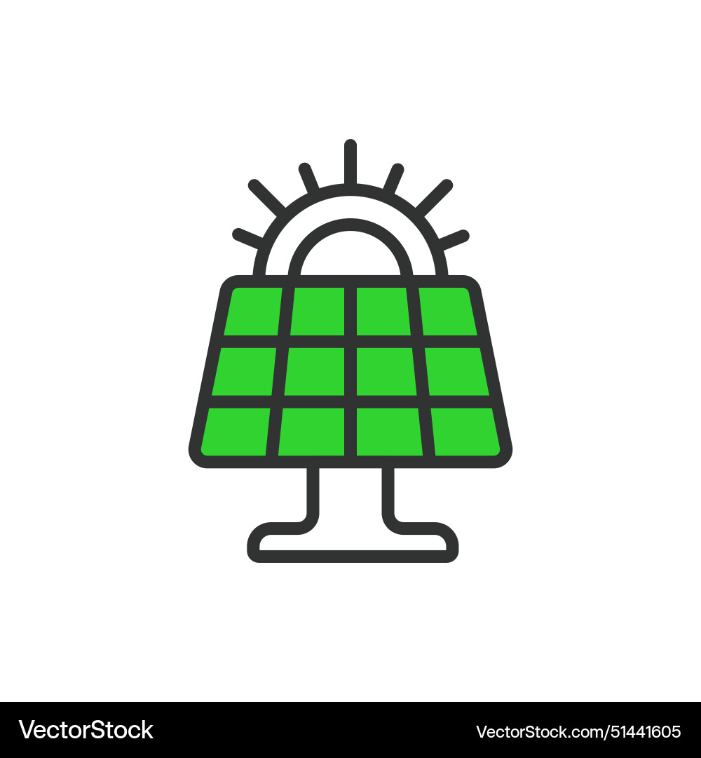 Solar panel in line design green Royalty Free Vector Image