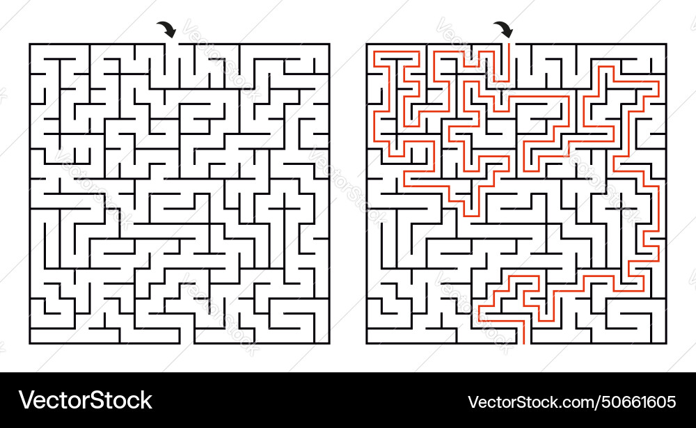 Square maze puzzle medium difficulty Royalty Free Vector