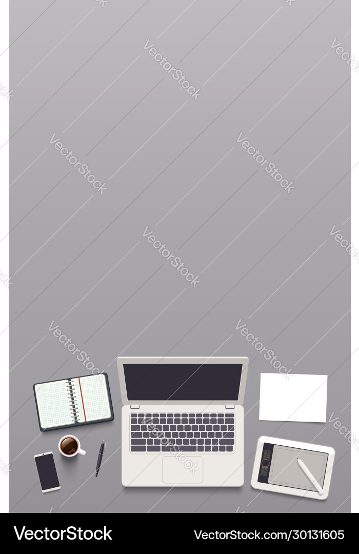 Top view on workplace Royalty Free Vector Image