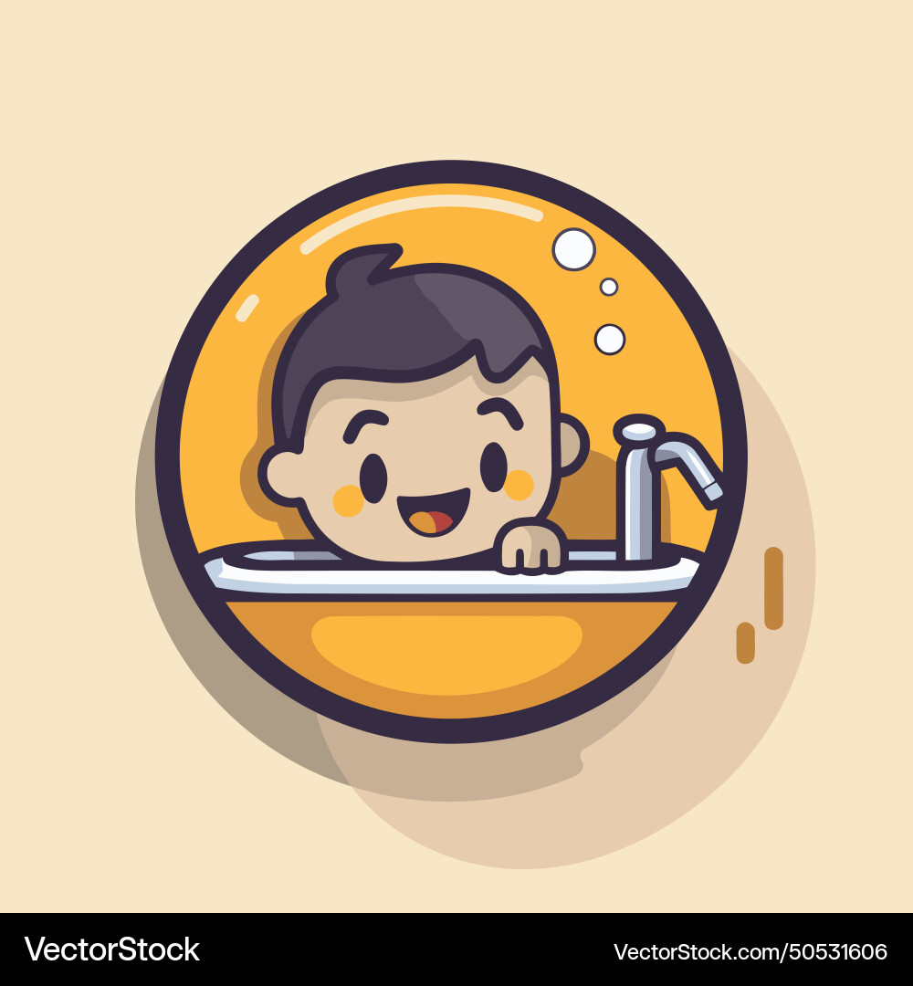 Cartoon boy taking a bath in style Royalty Free Vector Image