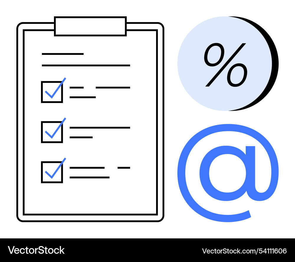 Checklist on clipboard with percentage sign Vector Image