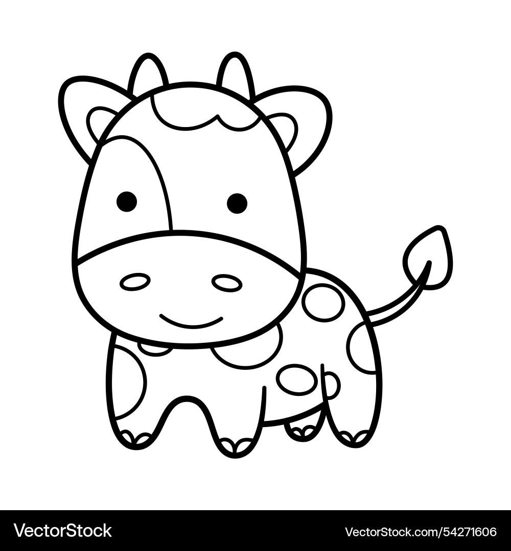 Cute Cartoon Cow Outline Royalty Free Vector Image