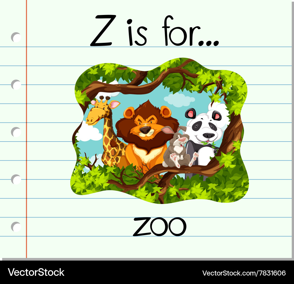 Flashcard letter z is for zoo Royalty Free Vector Image