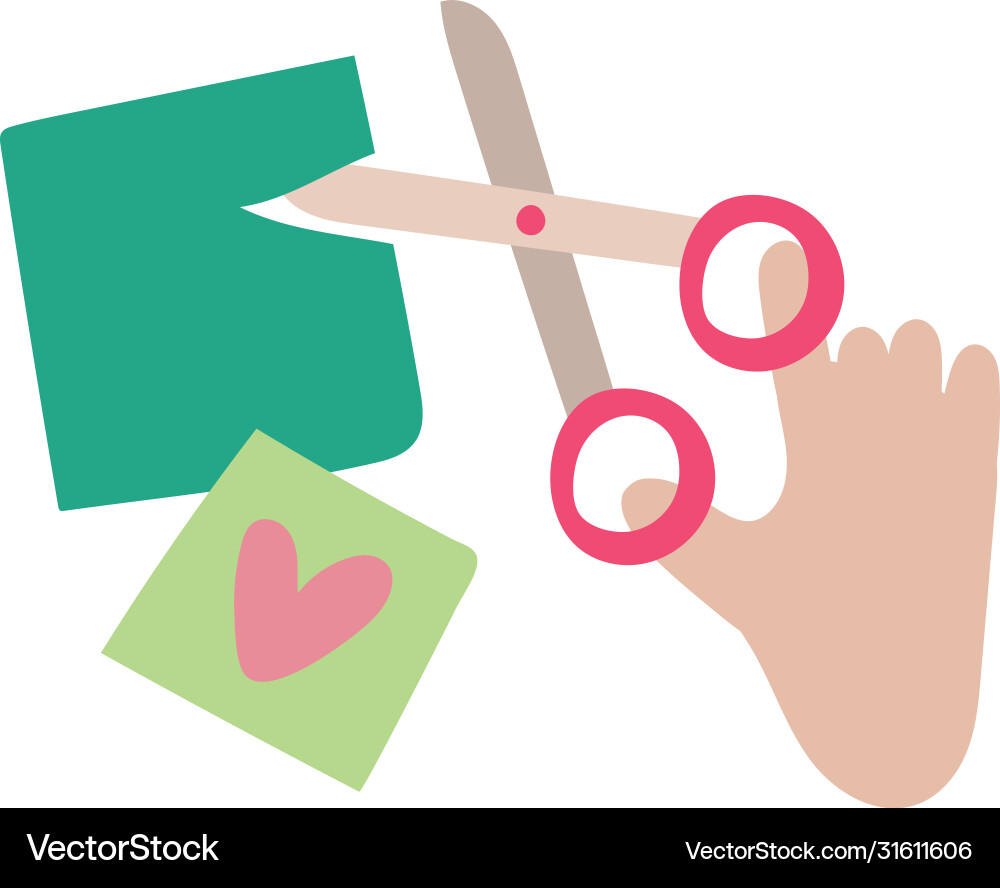Hand with scissors cutting flat style icon Vector Image