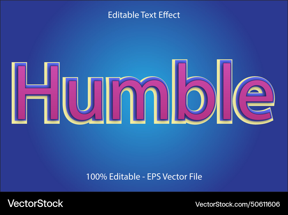 Humble editable text effect 3 d emboss flat style Vector Image