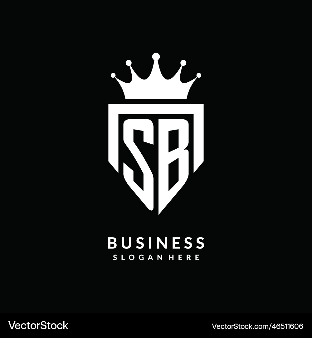 Letter sb logo monogram emblem style with crown Vector Image