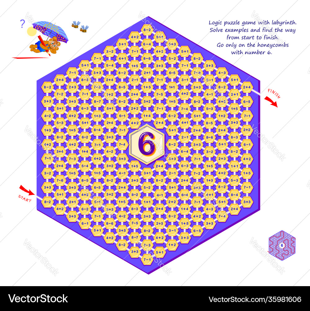 Math education for kids with maze logic puzzle Vector Image