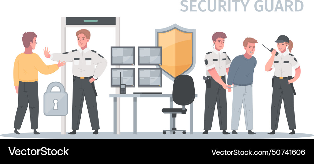 Security guard arrest composition Royalty Free Vector Image
