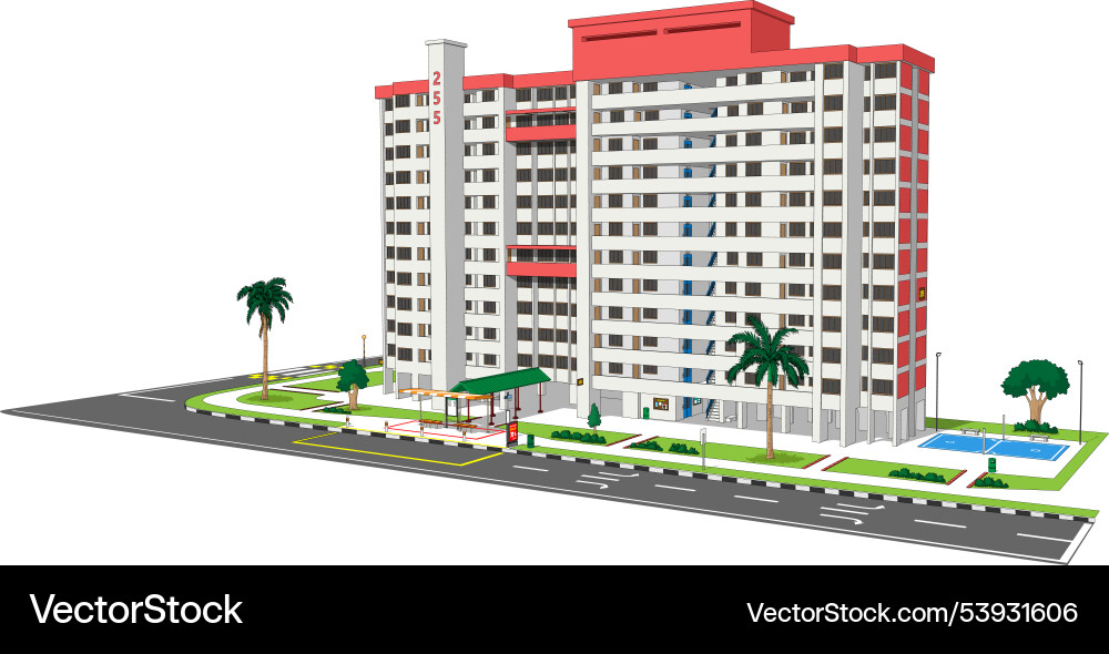 Singapore HDB Flats Royalty Free Vector Image - VectorStock