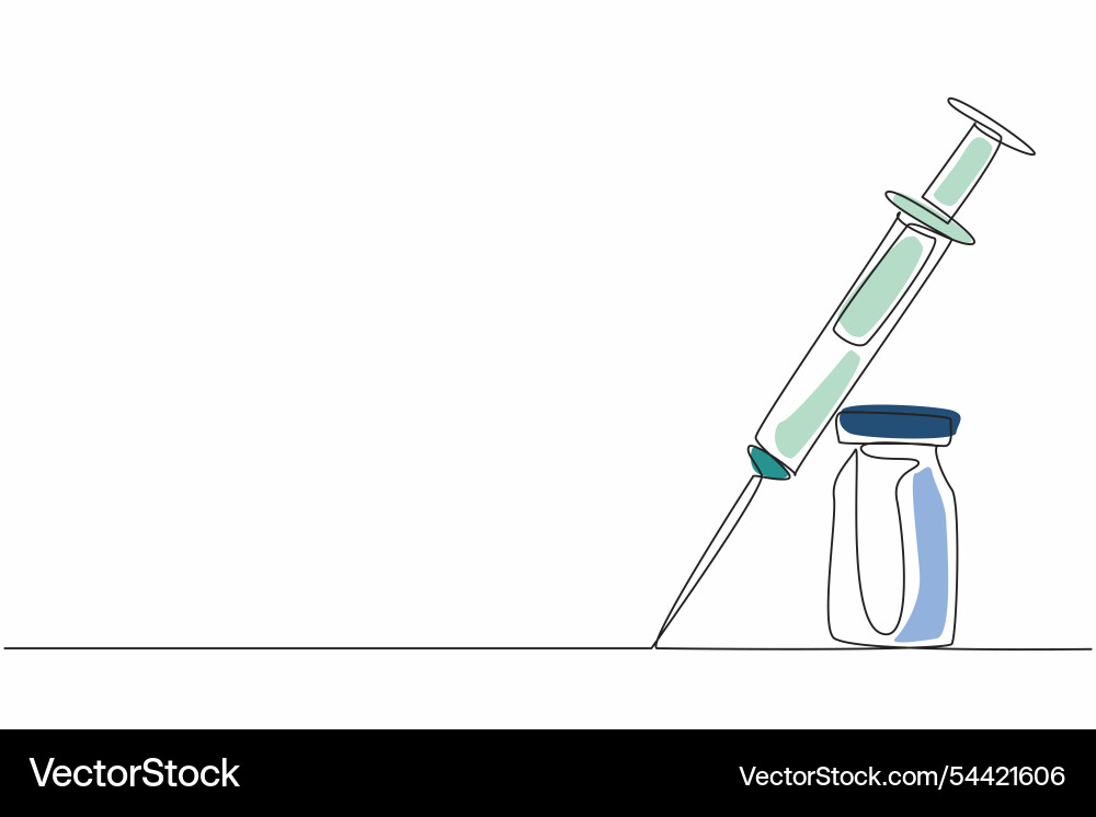 Single continuous line drawing of syringe – Royalty-Free Vector ...