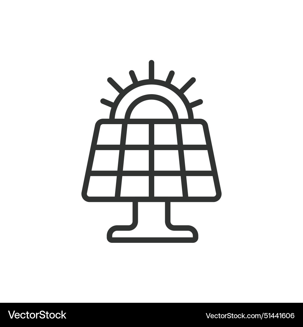 Solar panel in line design energy Royalty Free Vector Image
