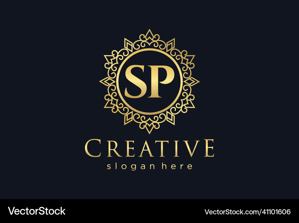Sp initial letter luxury calligraphic feminine Vector Image