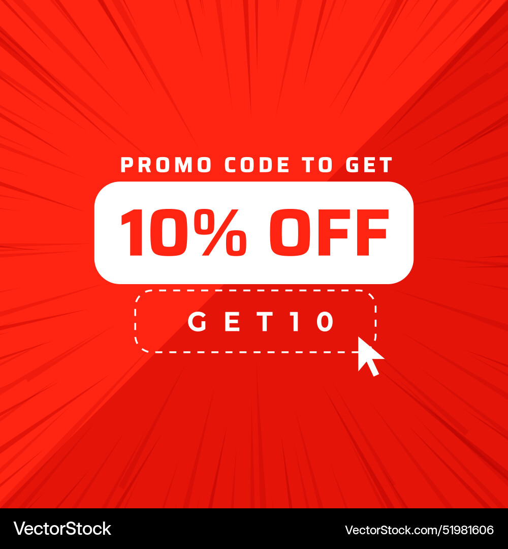 Special promo code get 10 percent off Royalty Free Vector