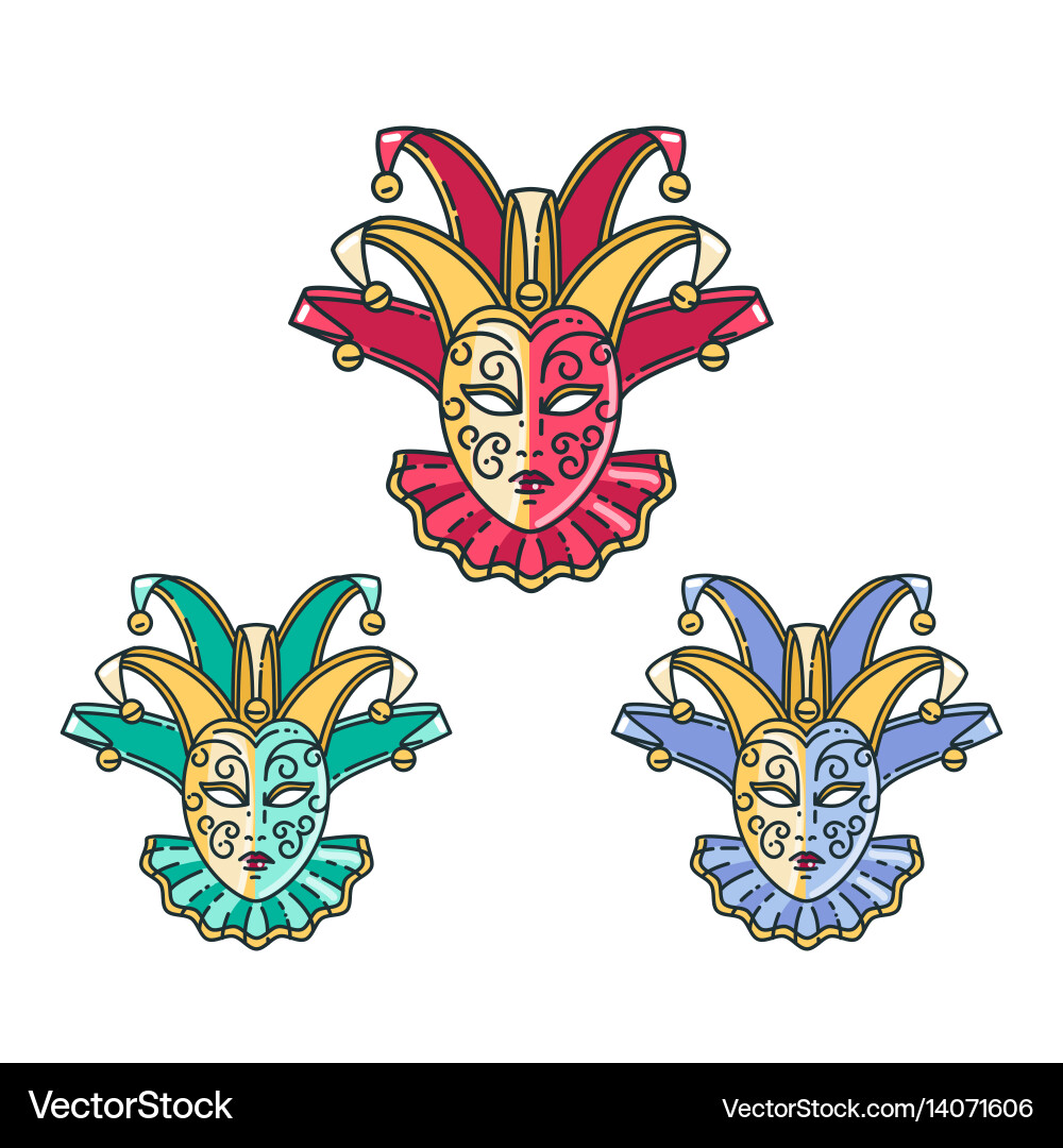 Traditional venetian mask set Royalty Free Vector Image