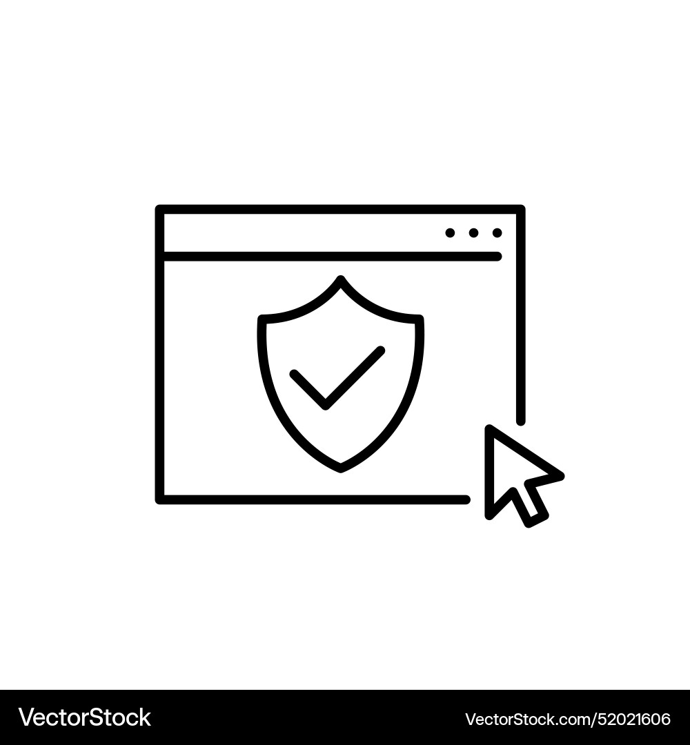 Web page shield and checkmark click safe Vector Image