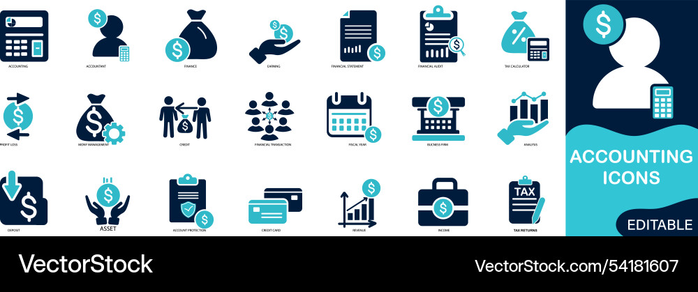 Accounting icon set Royalty Free Vector Image - VectorStock