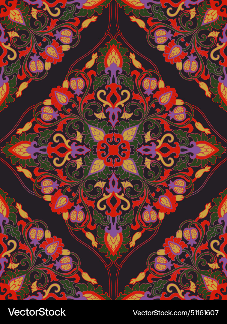 Colorful dark damask pattern Royalty Free Vector Image